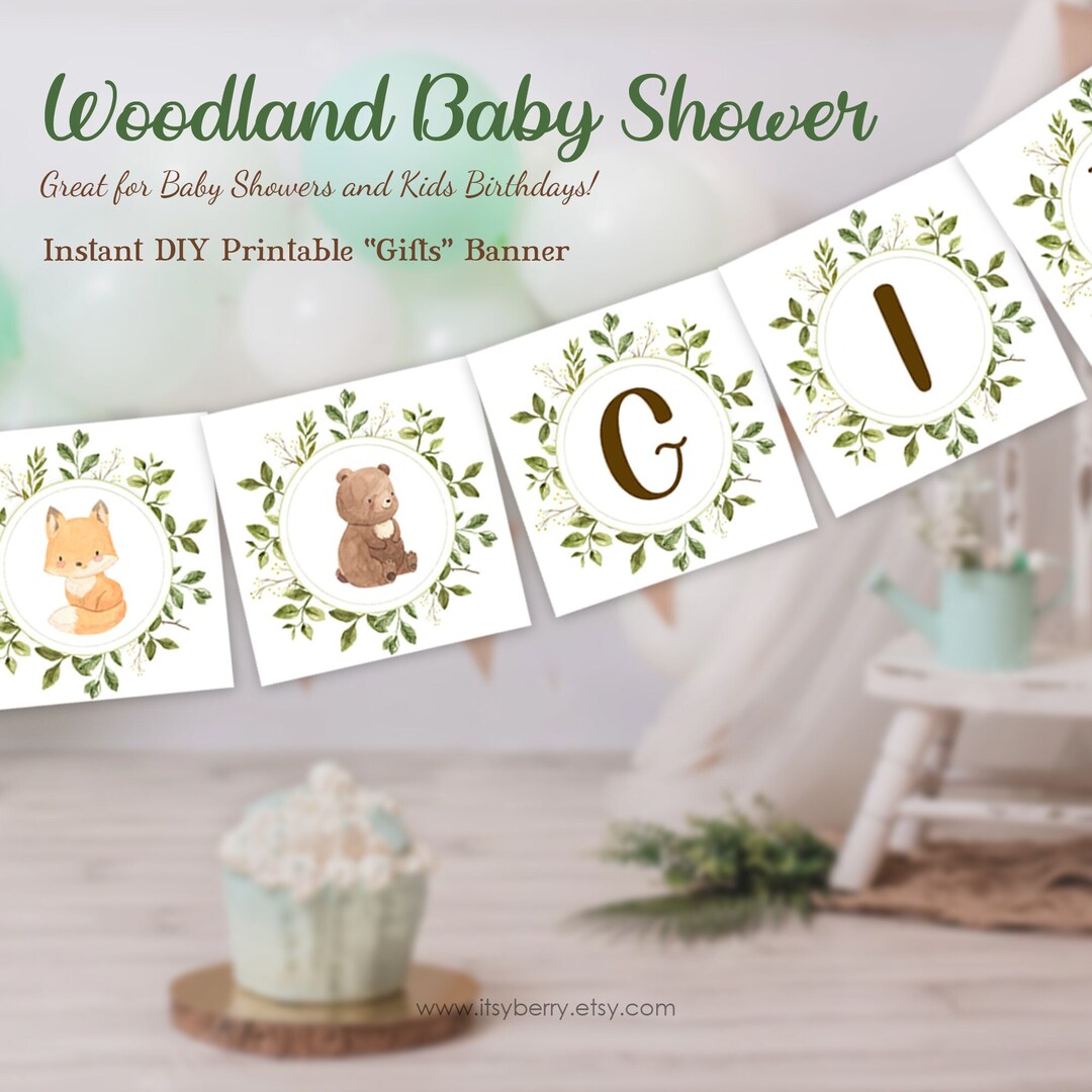 Woodland Animals Gift Banner, Woodland Baby Shower Banner, Gender ...