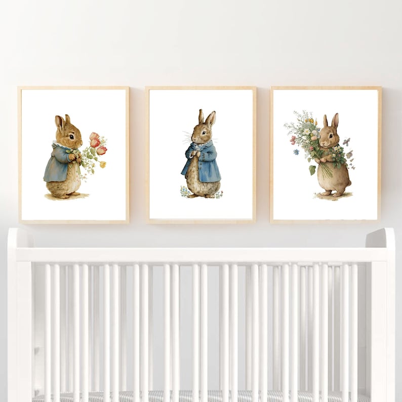 Peter Rabbit Inspired Watercolor Prints Set of 3 Nursery Art - Etsy