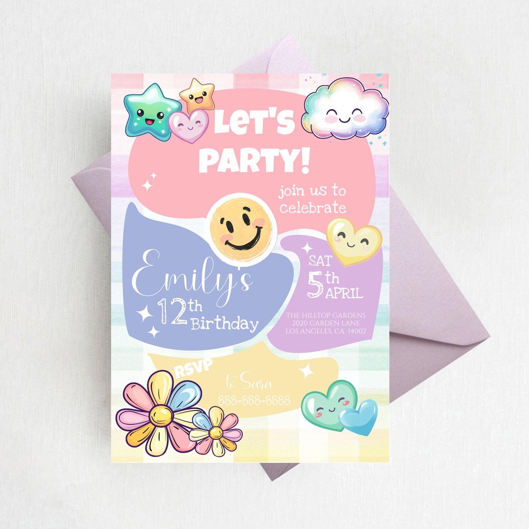 Editable Retro Patch Varsity Birthday Invitation Template, Instant ...