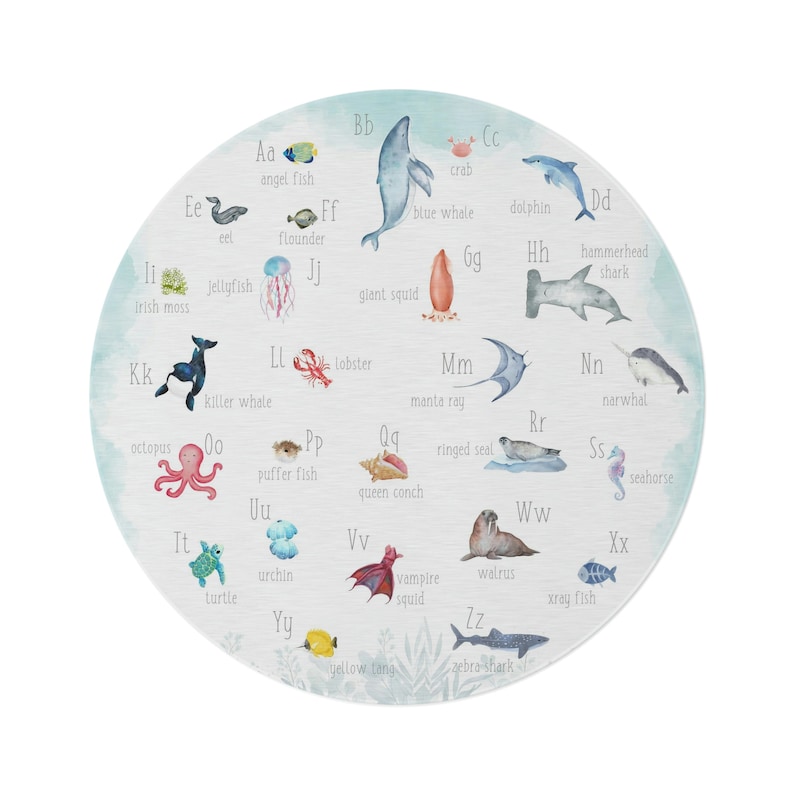 Ocean Animals Nursery Rug Under the Sea Nursery Alphabet Rug - Etsy