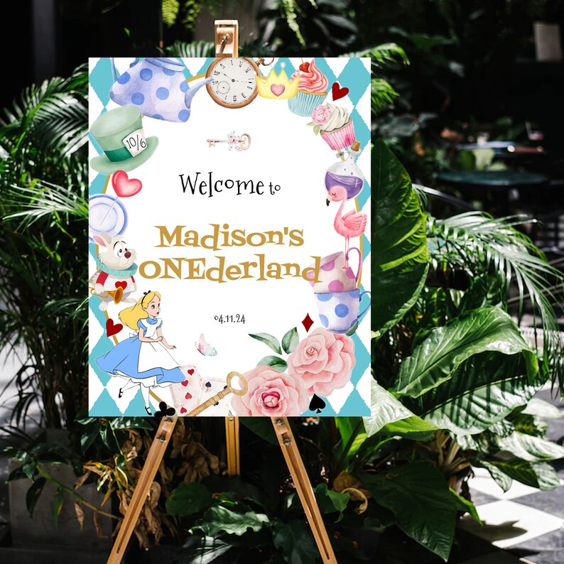 Alice in Wonderland Welcome Sign Template Instant Editable - Etsy