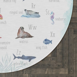Ocean Animals Nursery Rug, Under the Sea Nursery Alphabet Rug, Round ...