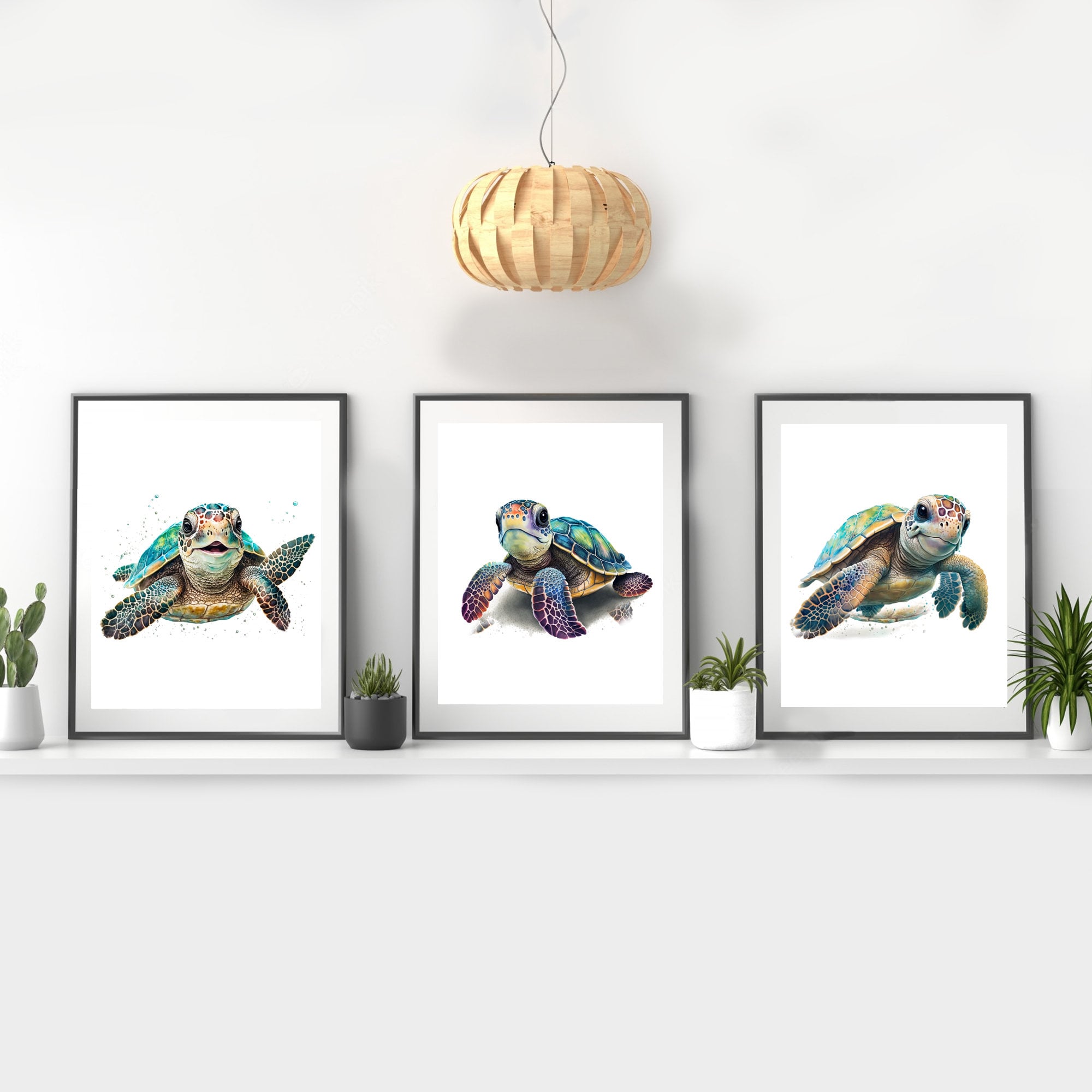 Set of 3 Sea Turtle Prints Ocean Themed Nursery Decor - Etsy
