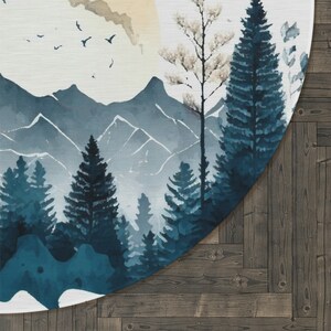 Mountain Nursery Decor, Starry Night Nursery Rug, Round Area Rug for ...