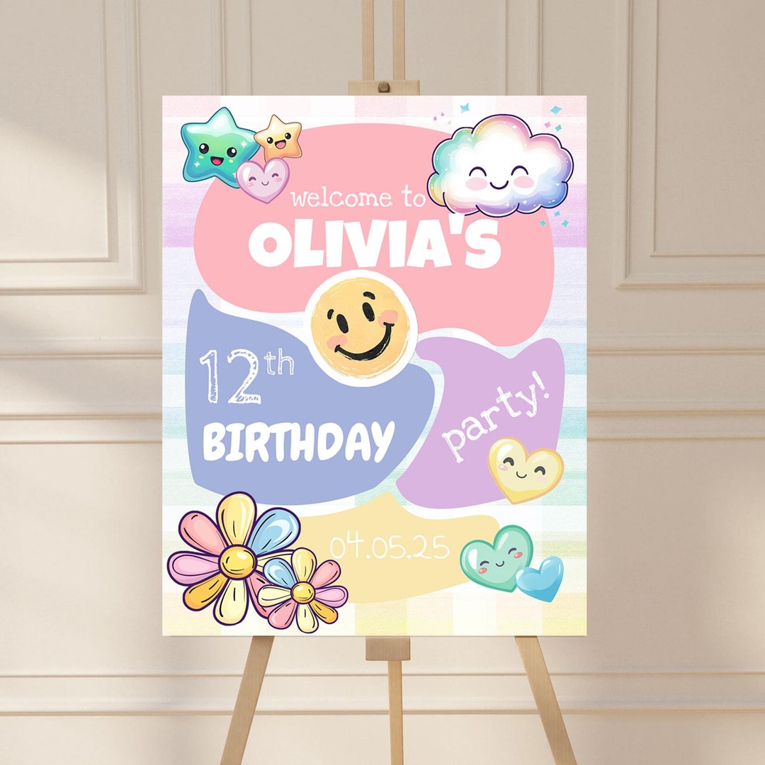 Retro Varsity Patch Letter Birthday Party Welcome Sign Template ...