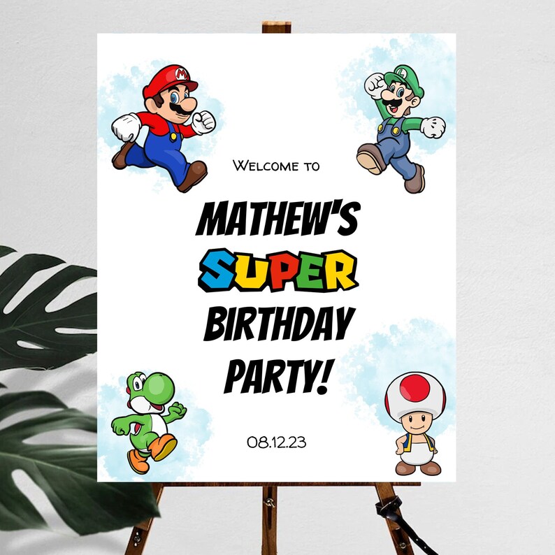 Super Mario Welcome Sign Template Instant Editable Mario - Etsy Canada