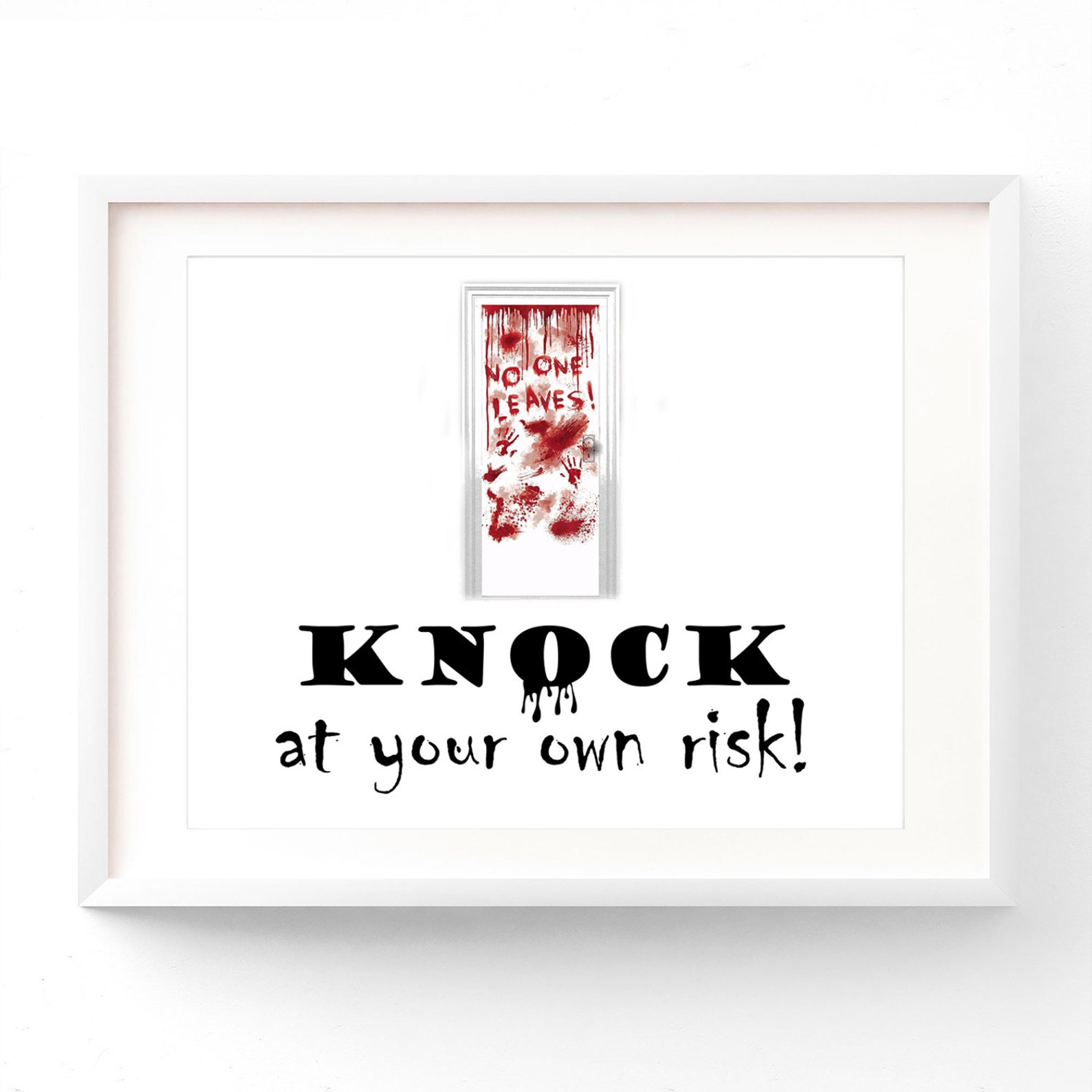 Halloween Wall Art Knock at Your Own Risk Halloween Home - Etsy