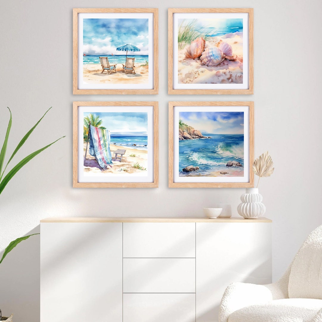 Calm Coastal Gallery Wall Art Set of 4 | Tropical Beach Prints for ...