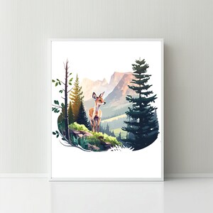 Mountain Nursery Watercolor Prints Set of 3, Woodland Nursery Decor ...