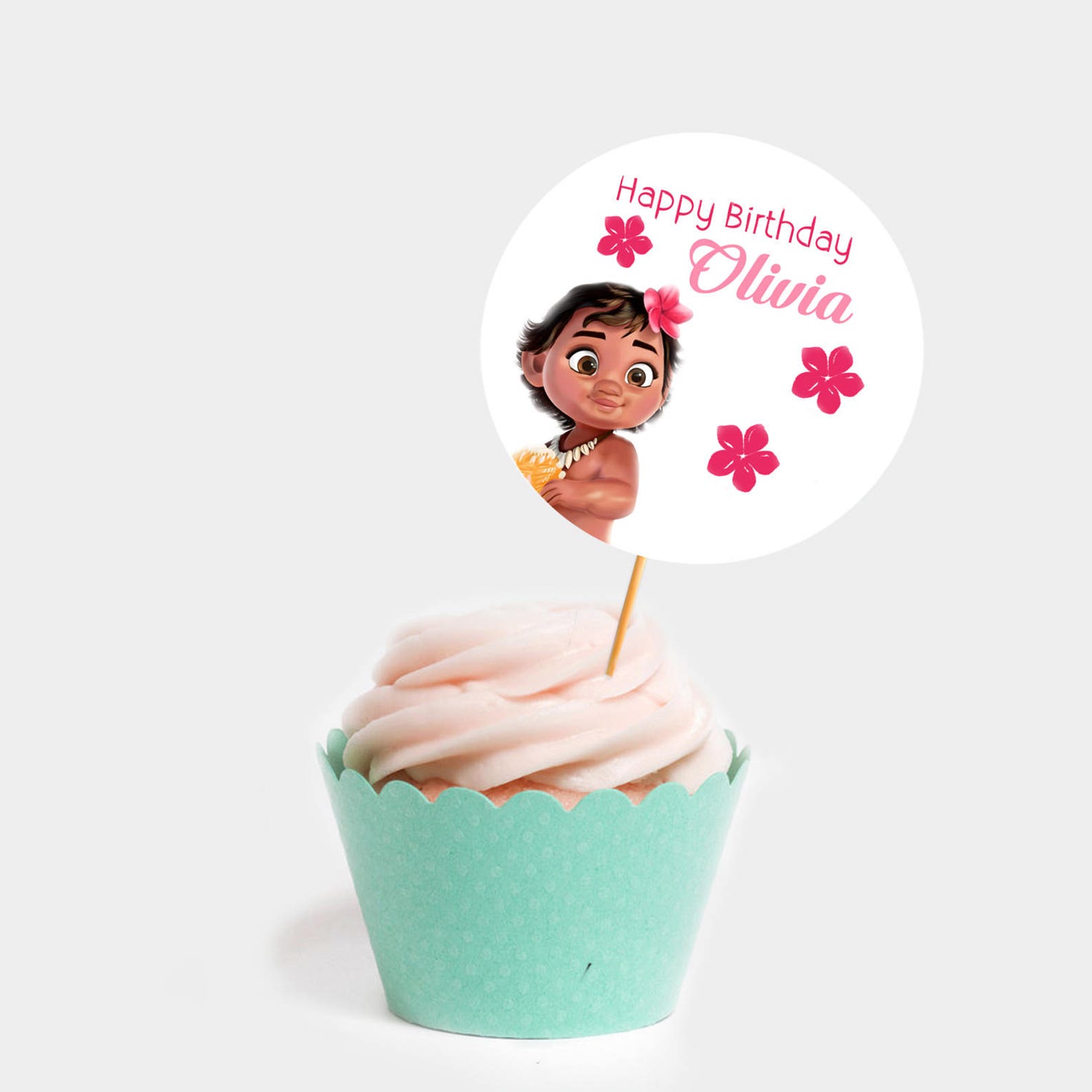 Moana Cupcake Toppers, Baby Moana Cake Toppers, Girl Birthday Party ...