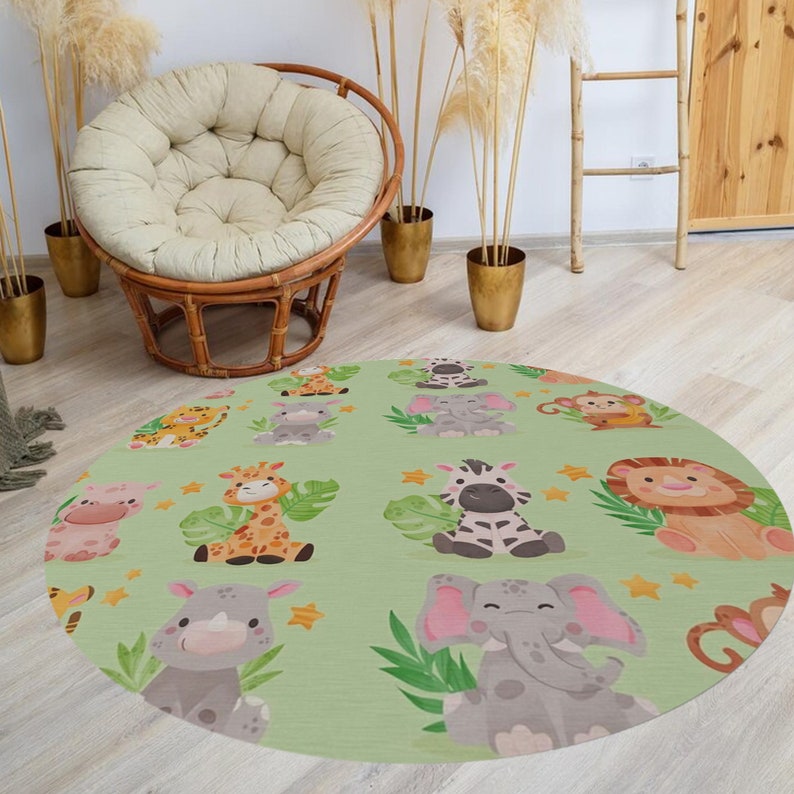 Safari Animals Nursery Rug Jungle Nursery Decor Nursery - Etsy