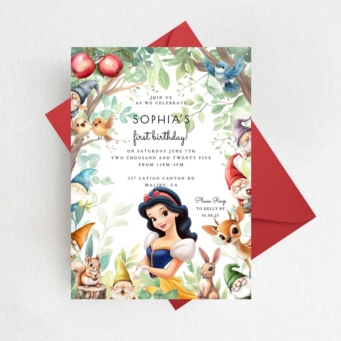 Snow White Birthday Invitation Template, Instant Editable Snow White ...