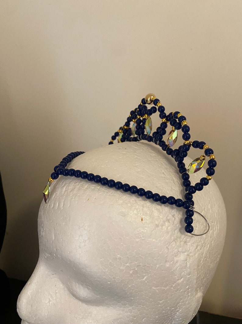 Navy Blue Ballet Tiara With AB Eye Shape Rhinestones and Shiny Gold or ...