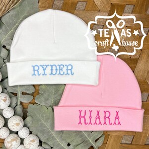 Monogrammed Newborn Baby Hat - Embroidered Newborn Baby Hat - Baby Hat ...
