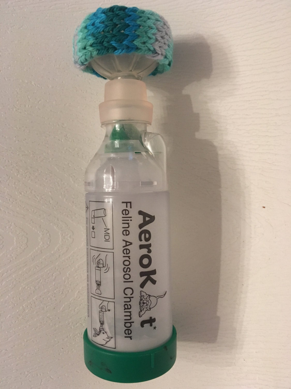 Large Aerokat Feline Asthma Inhaler KNIT COVER: Teal Ombre - Etsy
