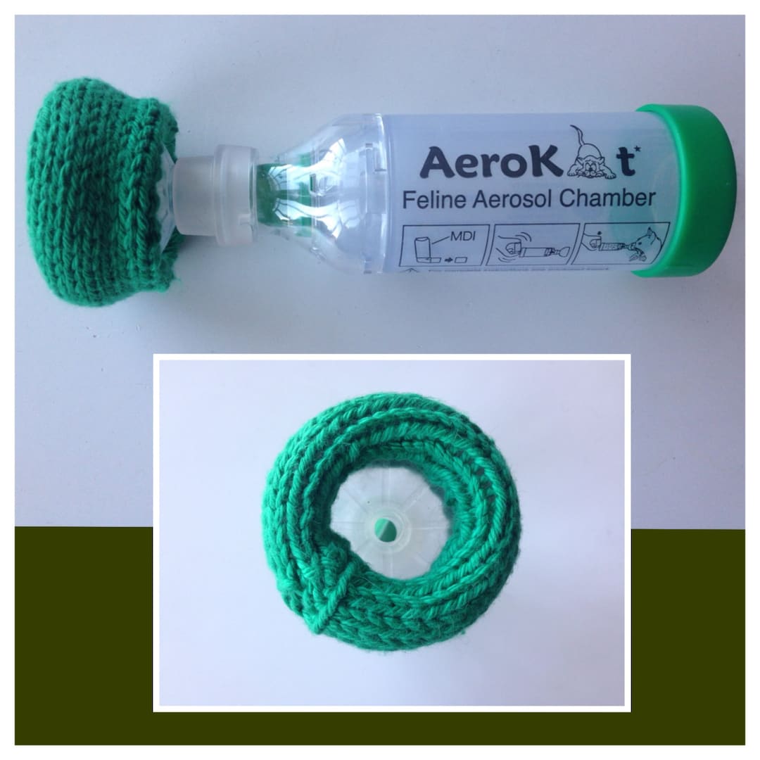 Small Aerokat Feline Asthma Inhaler KNIT COVER: Green - Etsy