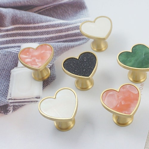 Colorful Heart Knobs for Dresser Brass Drawer Knobs Pulls | Etsy