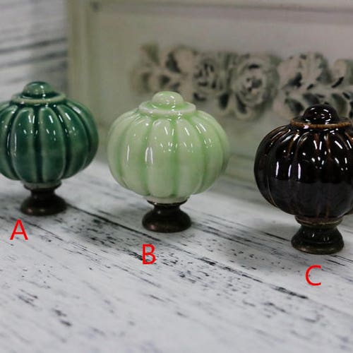 New Style Ceramic Pumpkin Knobs Kitchen Dresser Knob / Drawer - Etsy
