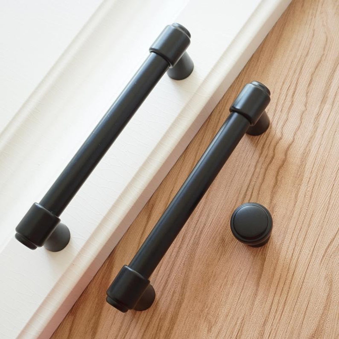 5 Black Kitchen Cabinet Handles Knobs Dresser Knobs - Etsy