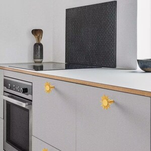 Gold Sunshine Dresser Knobs Brass Kitchen Door Knobs Handles Gift Unique Cabinet Knobs Pulls Sun ...