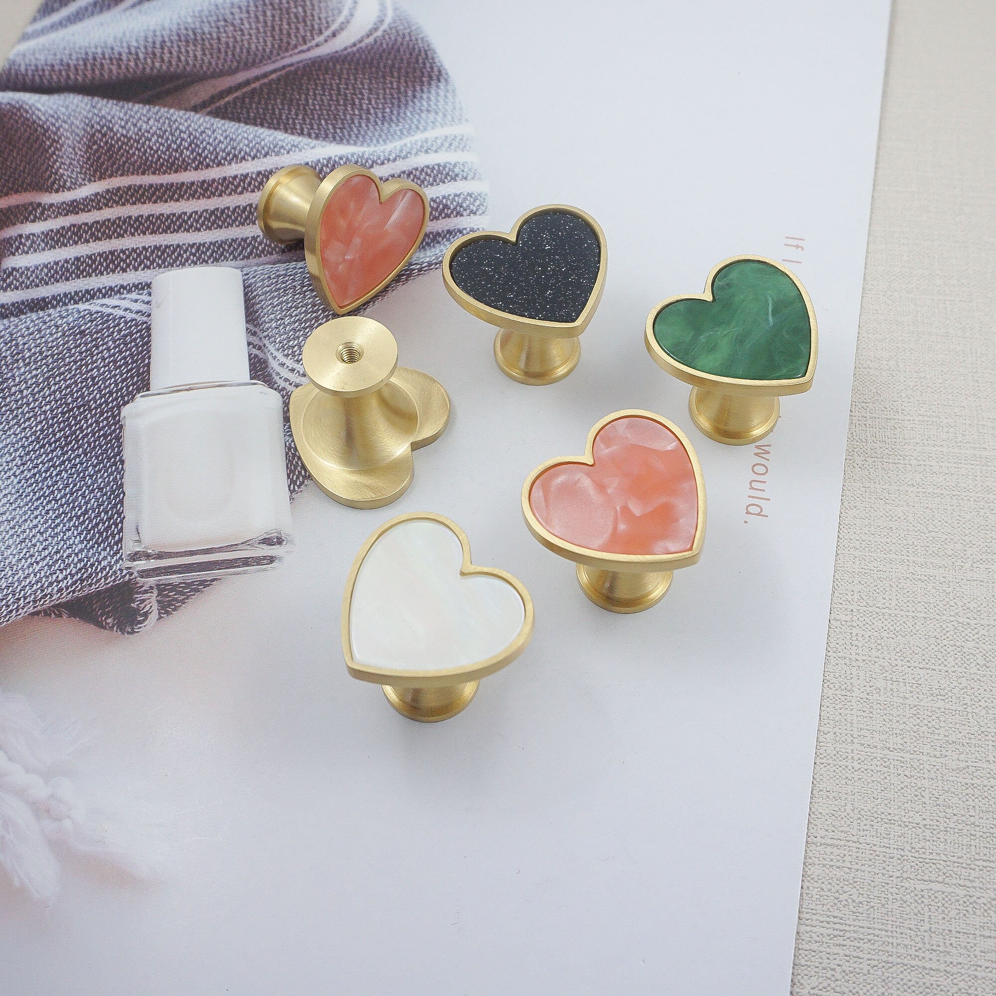 Colorful Heart Knobs for Dresser Brass Drawer Knobs Pulls - Etsy