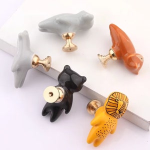 Cute Ceramic Animals Knobs Drawer Knobs for Kids Animals - Etsy