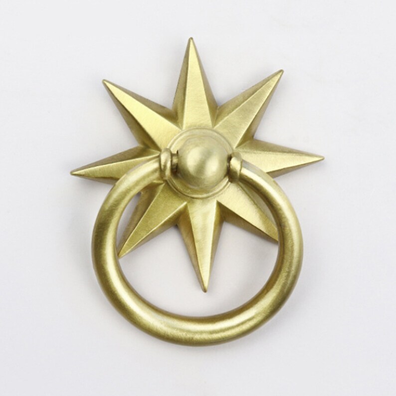 Brass Drop Ring Pull Decorative Cabinet Pulls Gold Cupboard - Etsy