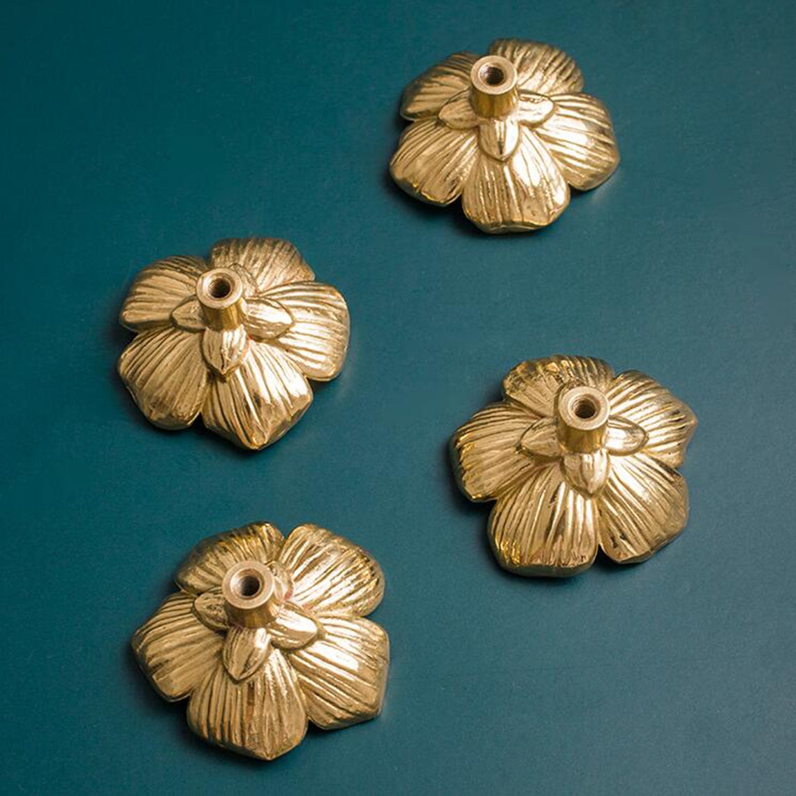 Modern Brass Flower Knobs Pulls Wardrobe Knob Decor Dresser - Etsy