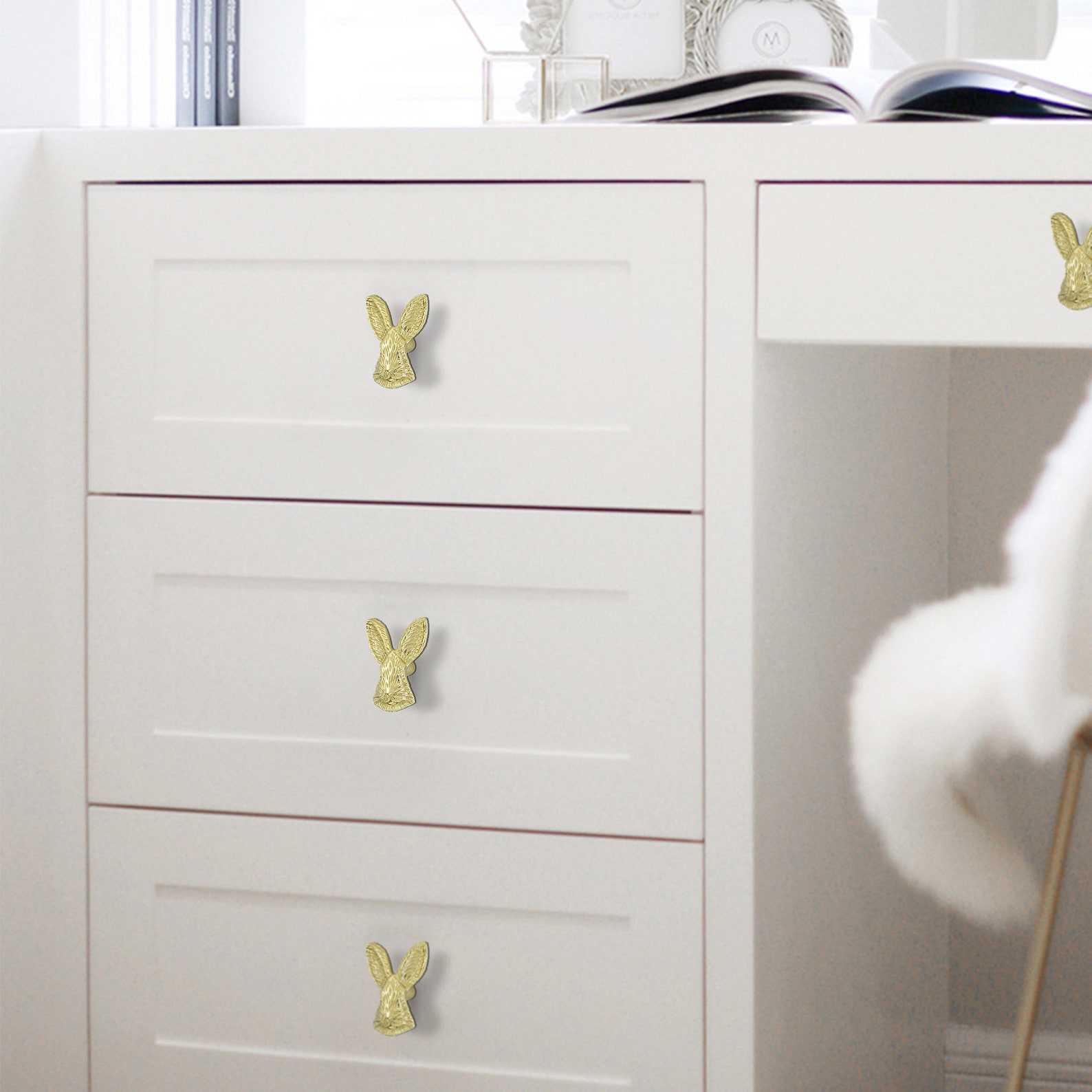Brass Rabbit Knobs Gold Knobs Decor Bunny Dresser Knobs Pulls - Etsy