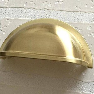3 Brushed Gold Brass Cup Pulls Drawer Knob Pull Handles - Etsy