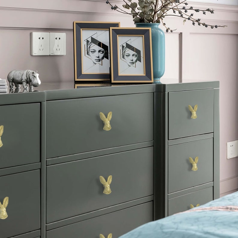 Brass Rabbit Knobs Gold Knobs Decor Bunny Dresser Knobs Pulls - Etsy