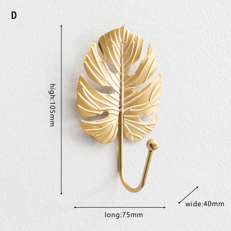 Nordic Gold Leaf Hooks Creativity Wall Hooks European Coat | Etsy UK