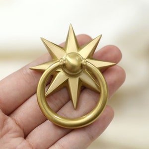 Brass Drop Ring Pull Decorative Cabinet Pulls Gold Cupboard Knobs Kitchen Door Pulls Handles ...