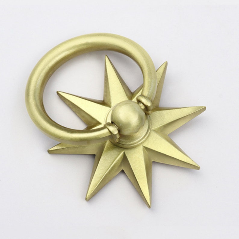 Brass Drop Ring Pull Decorative Cabinet Pulls Gold Cupboard - Etsy
