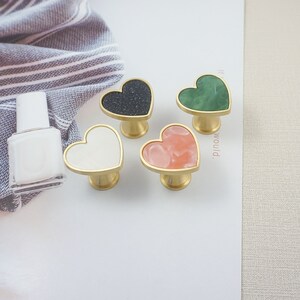 Colorful Heart Knobs for Dresser Brass Drawer Knobs Pulls Kitchen Knobs Gold Knobs Pulls Gift ...