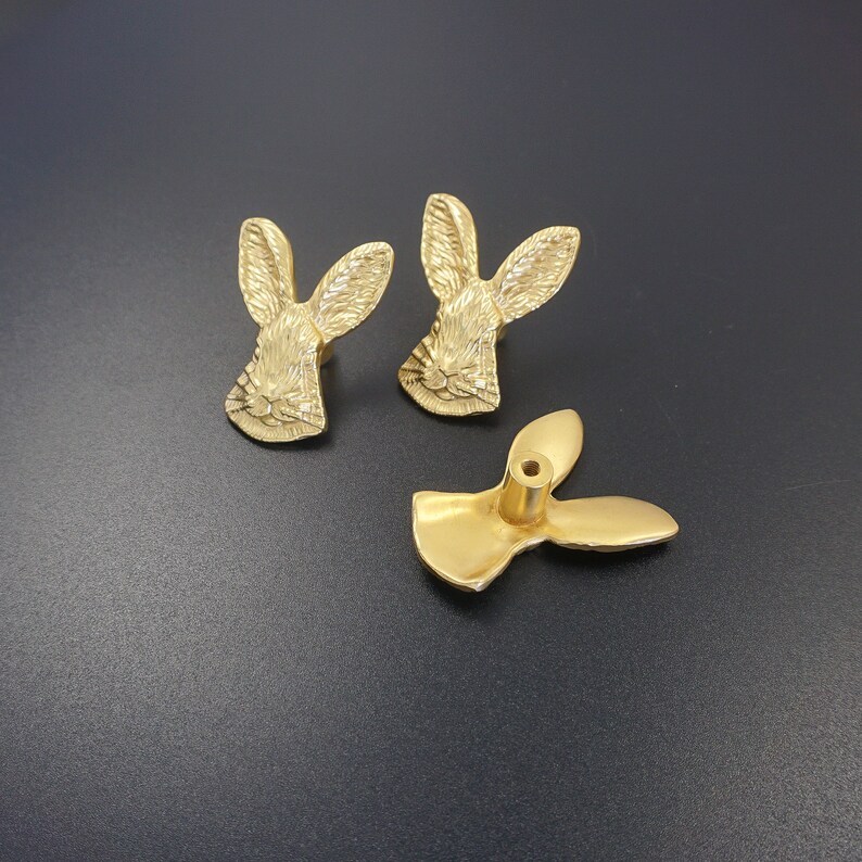 Brass Rabbit Knobs Gold Knobs Decor Bunny Dresser Knobs Pulls - Etsy