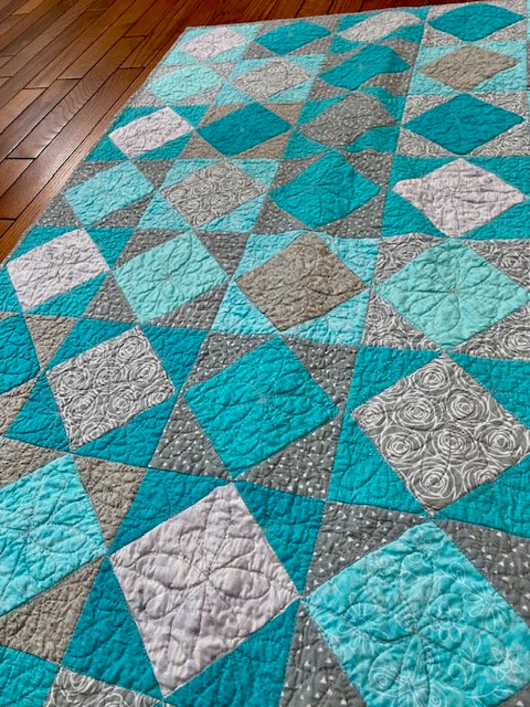 Blue, Teal, Turquoise Baby Blanket, Baby Quilt, Lap Quilt, Wheelchair ...