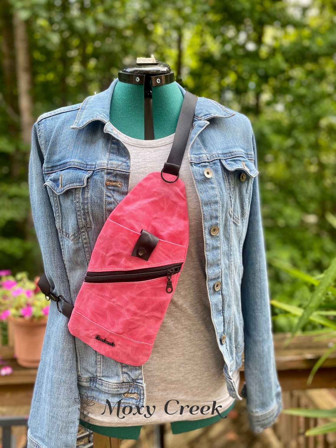 Mini Traveler Sling, Pink Waxed Canvas, Crossbody (handmade by Me in ...