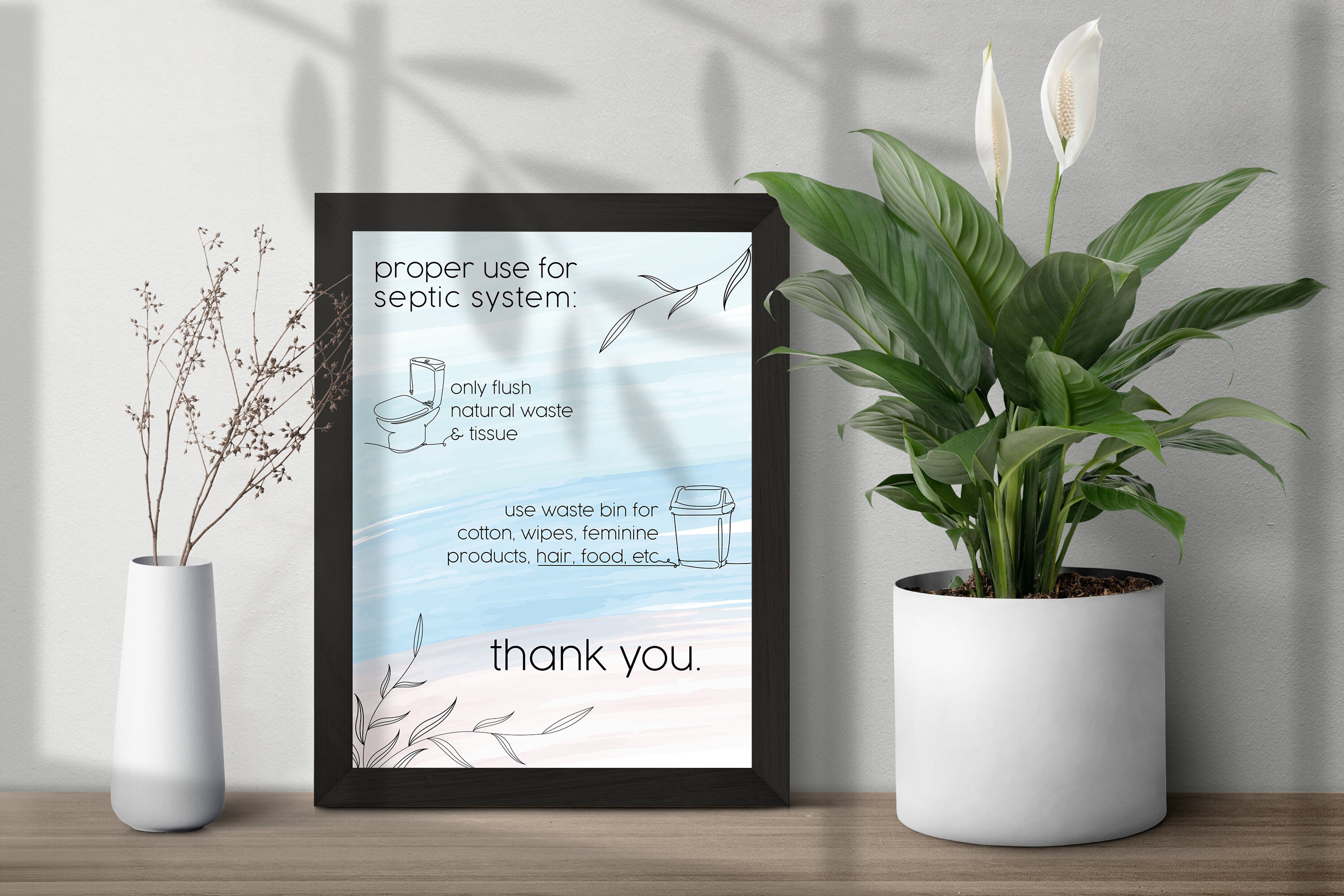 Septic Tank Sign - How to Use - Minimalist Lines - Etsy