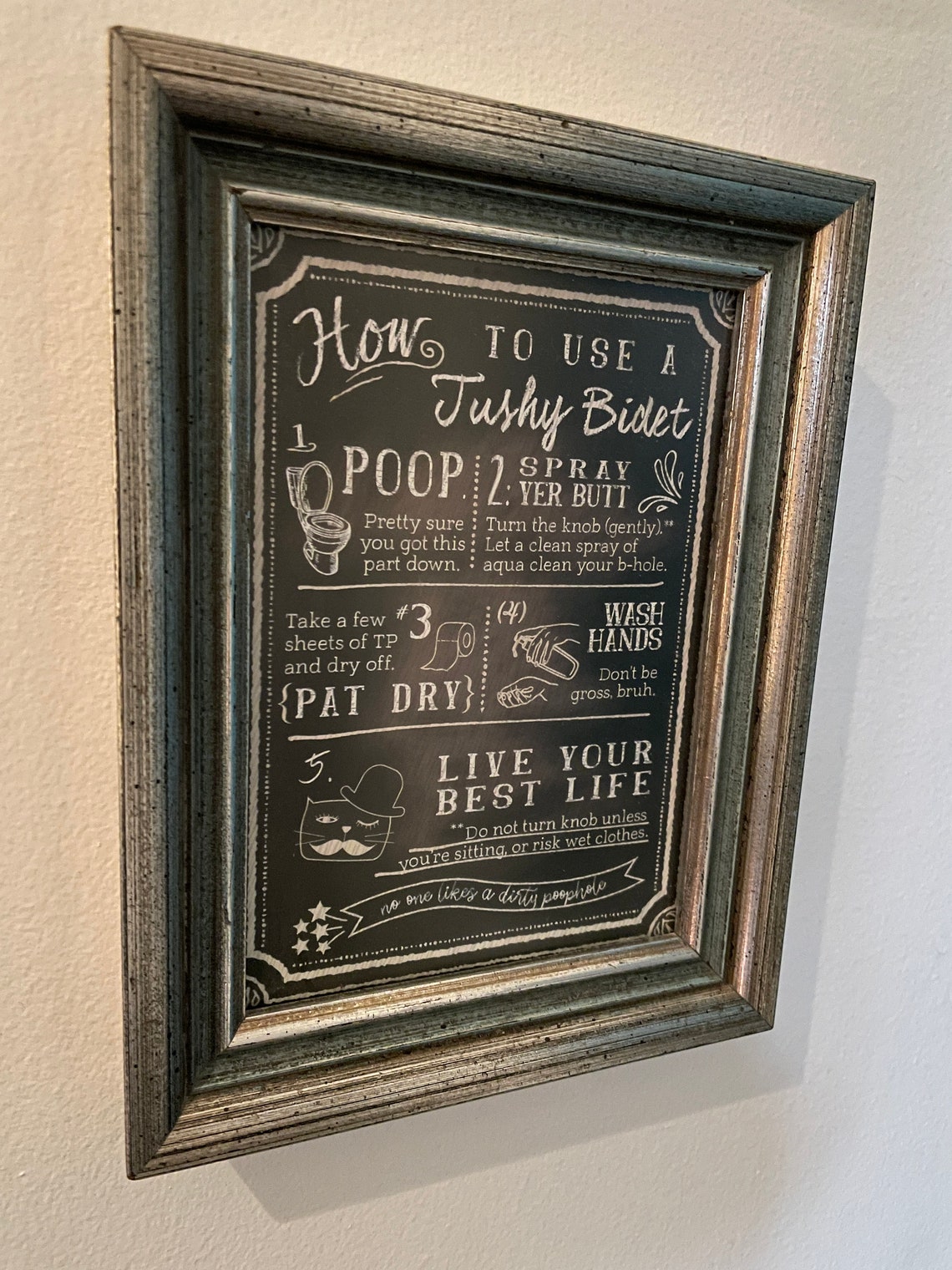 Tushy Bidet Sign - How to Use - Etsy