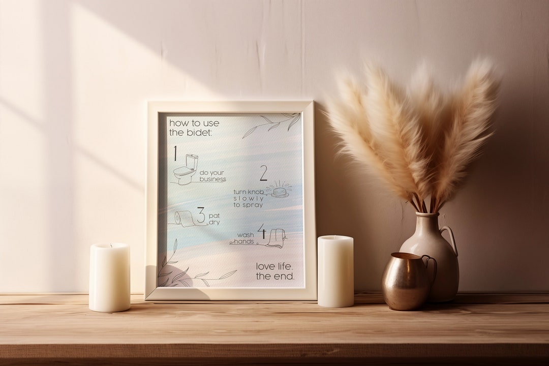 Bidet Sign - How to Use - Minimalist Lines - Etsy