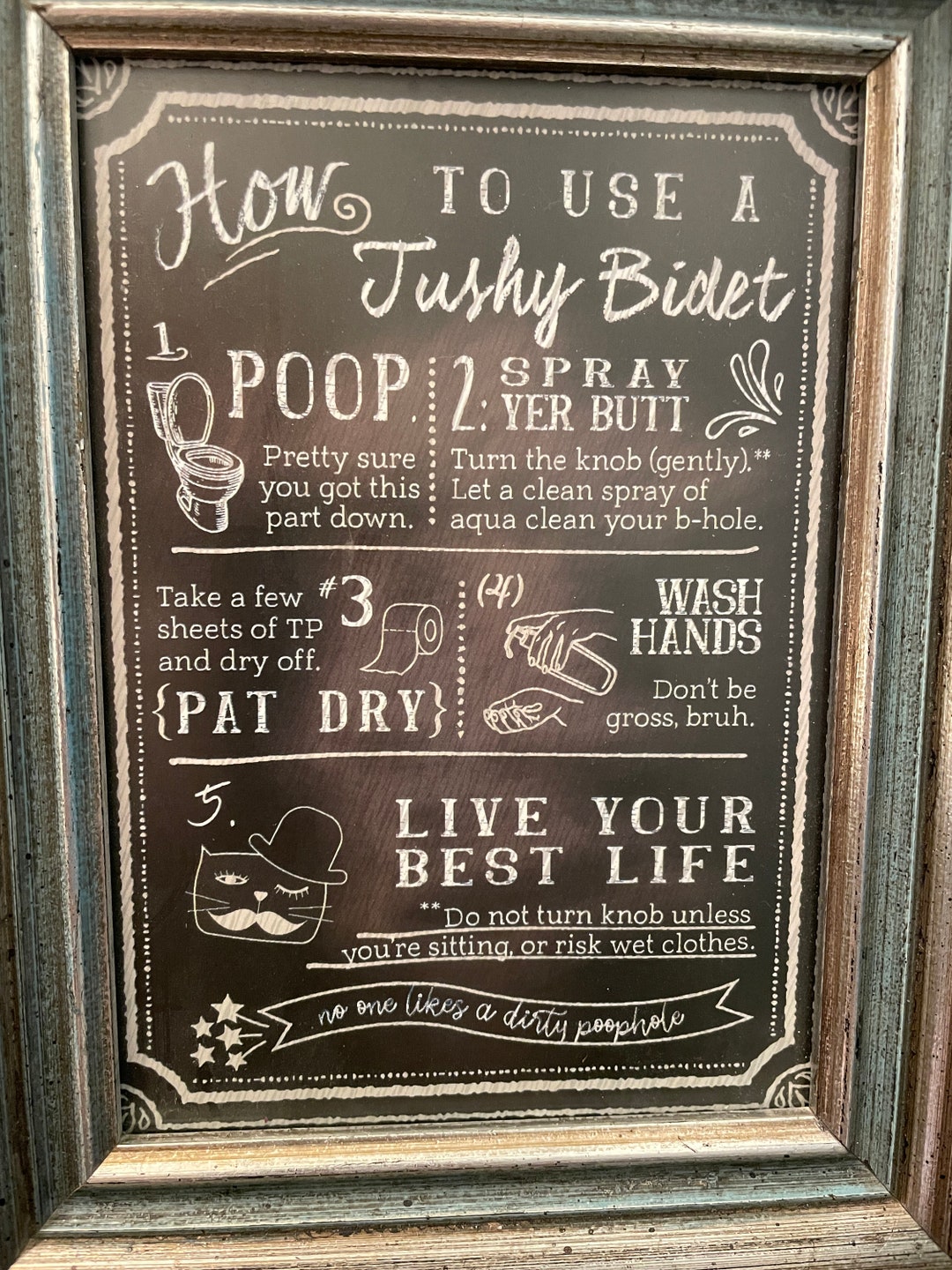 Tushy Bidet Sign How to Use (Instant Download) - Etsy