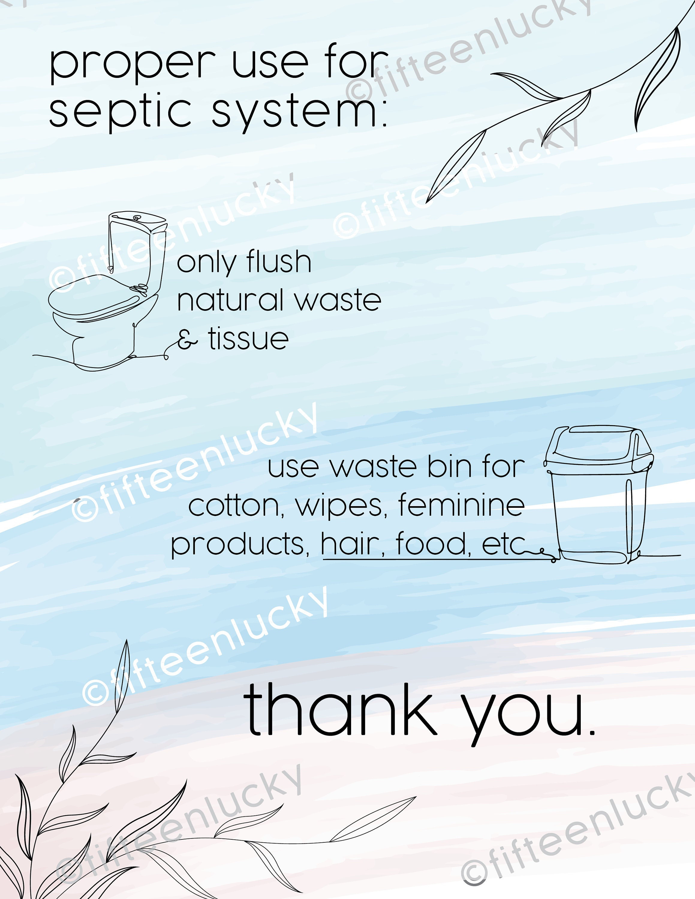 Septic Tank Sign - How to Use - Minimalist Lines - Etsy