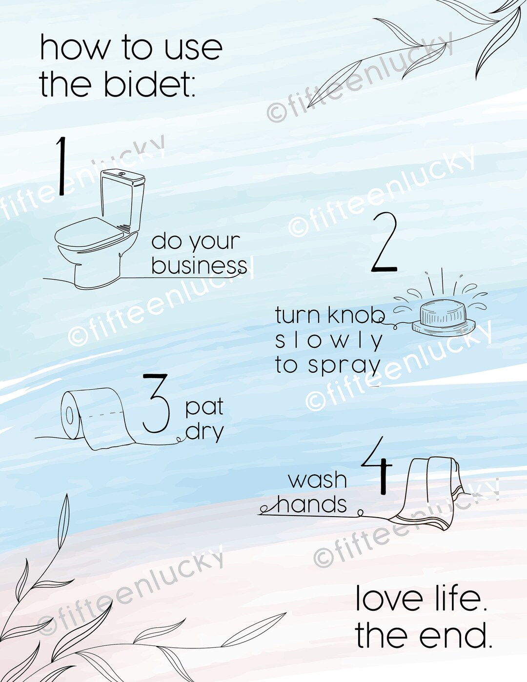 Bidet Sign How to Use Minimalist Lines - Etsy