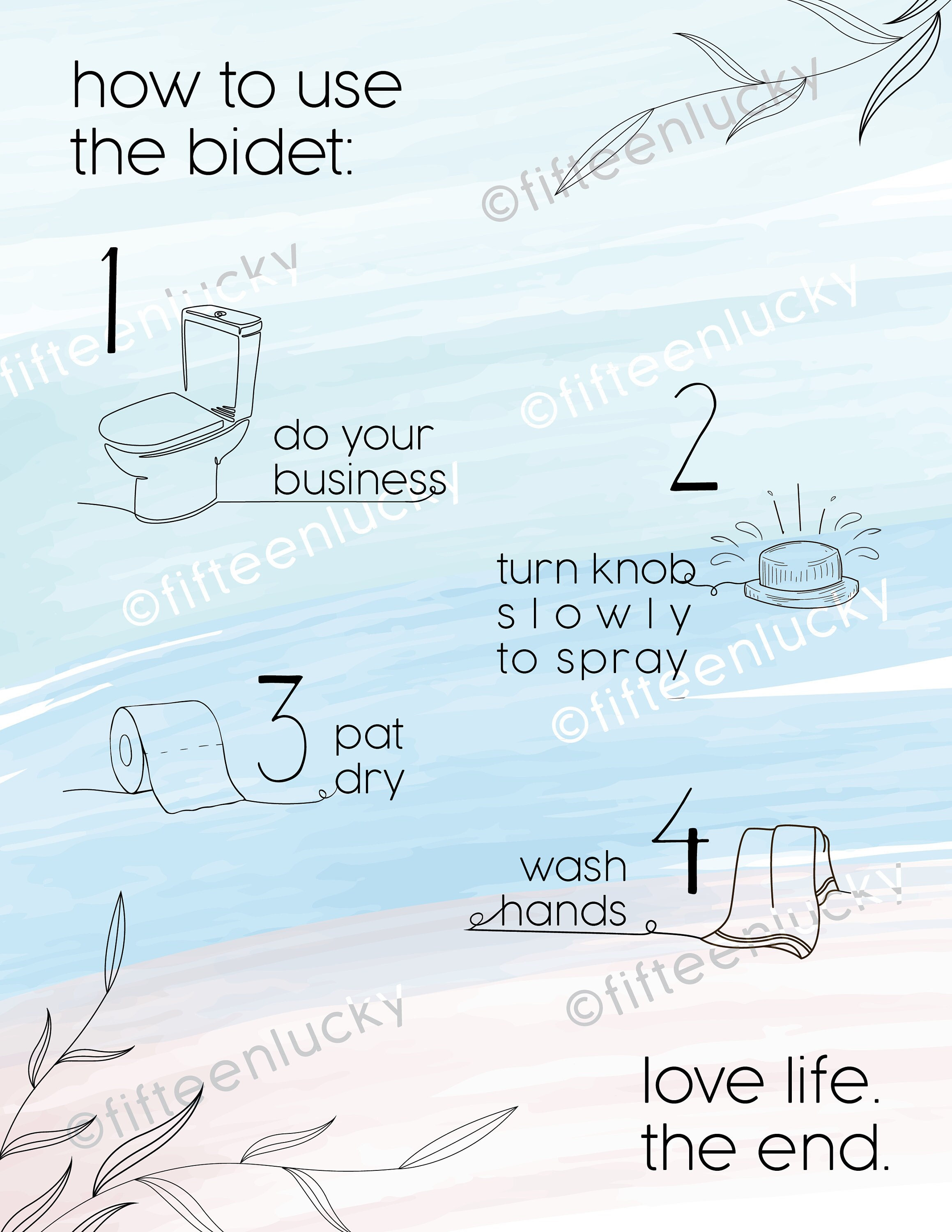 Bidet Sign - How to Use - Minimalist Lines - Etsy