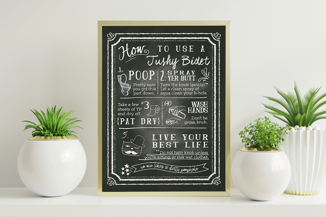 Tushy Bidet Sign - How to Use - Etsy