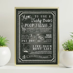 Tushy Bidet Sign - How to Use - Etsy