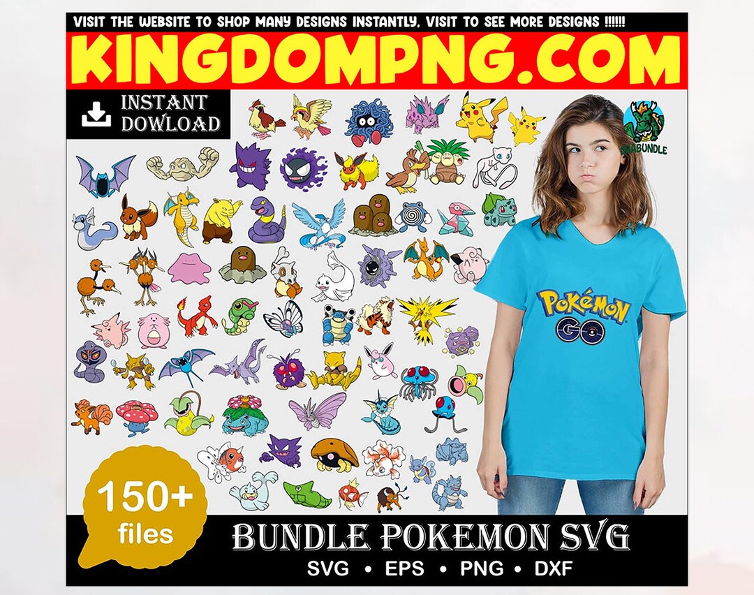 100 Pokemon SVG Bundle for Cricut and Sublimation, Pokemon Cut Files ...