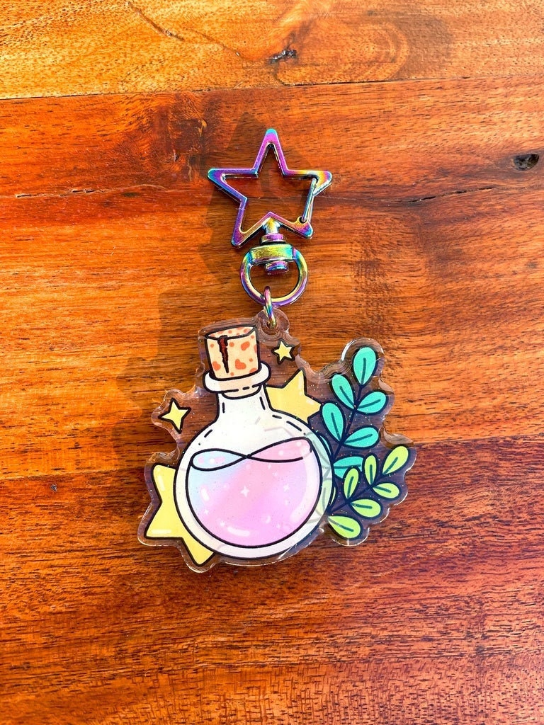Magical Potion Bottle Flask Keychain Charm Rainbow Star - Etsy