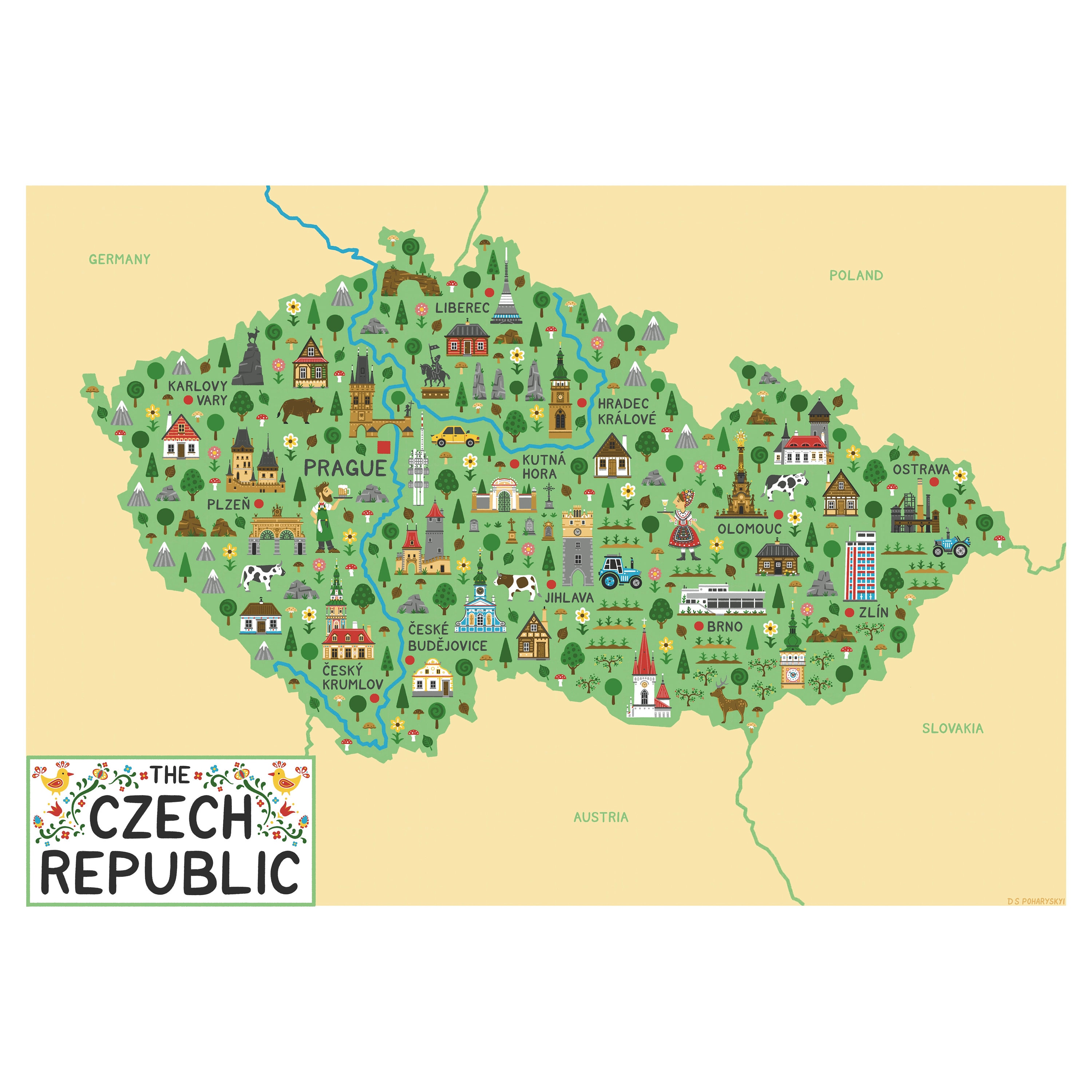Czech Republic Map - Etsy